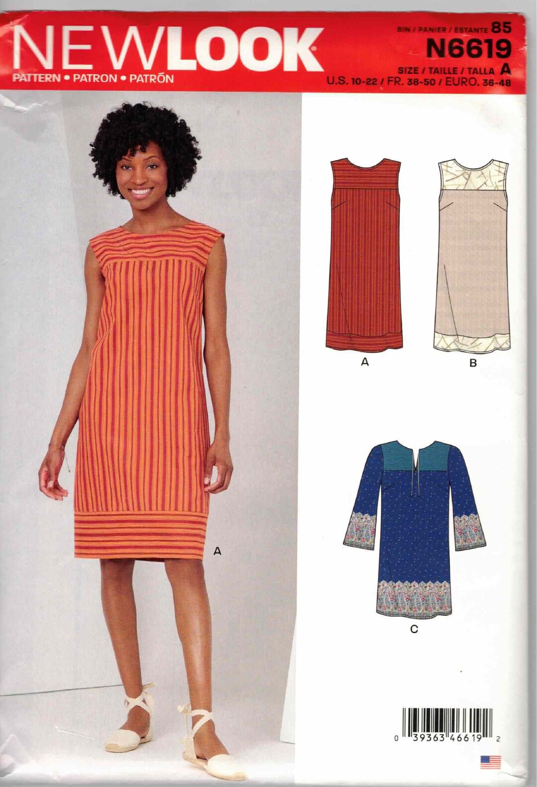 Yoke Dress With Contrast Lower Band Sleeveless or 3/4 Length Sleeves ...