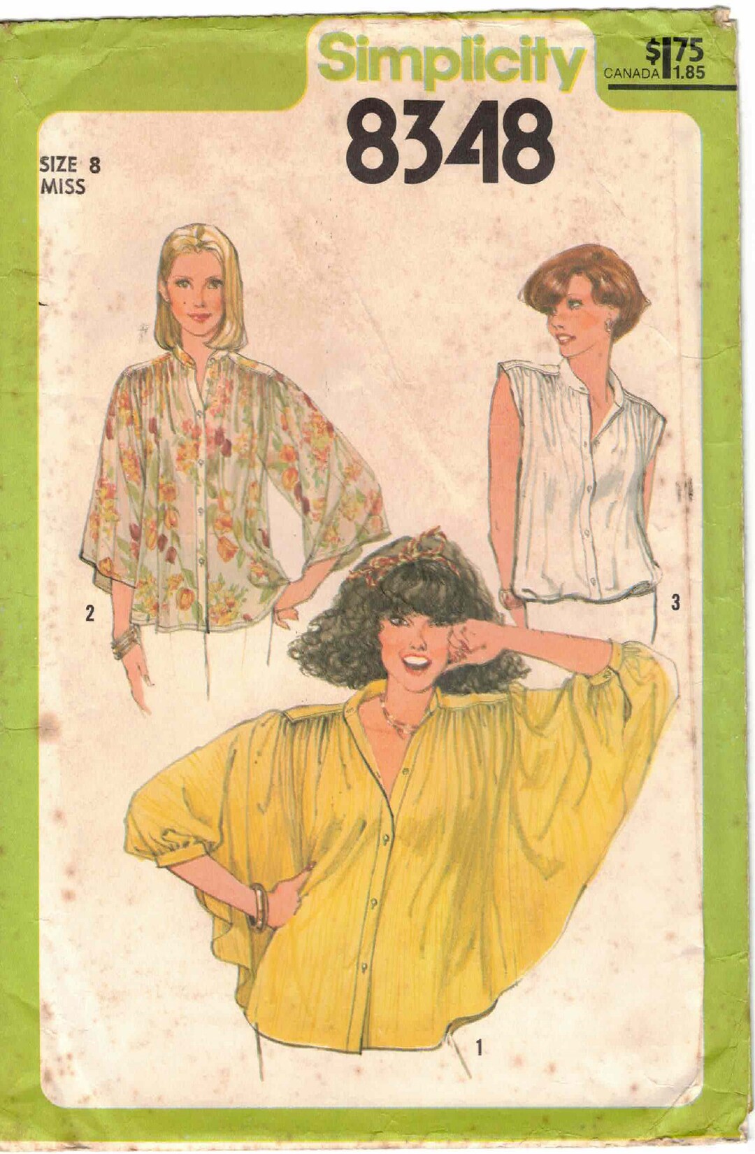 70s Blouse Button Front Bat Wing Kimono Sleeve or Sleeveless Bodice ...