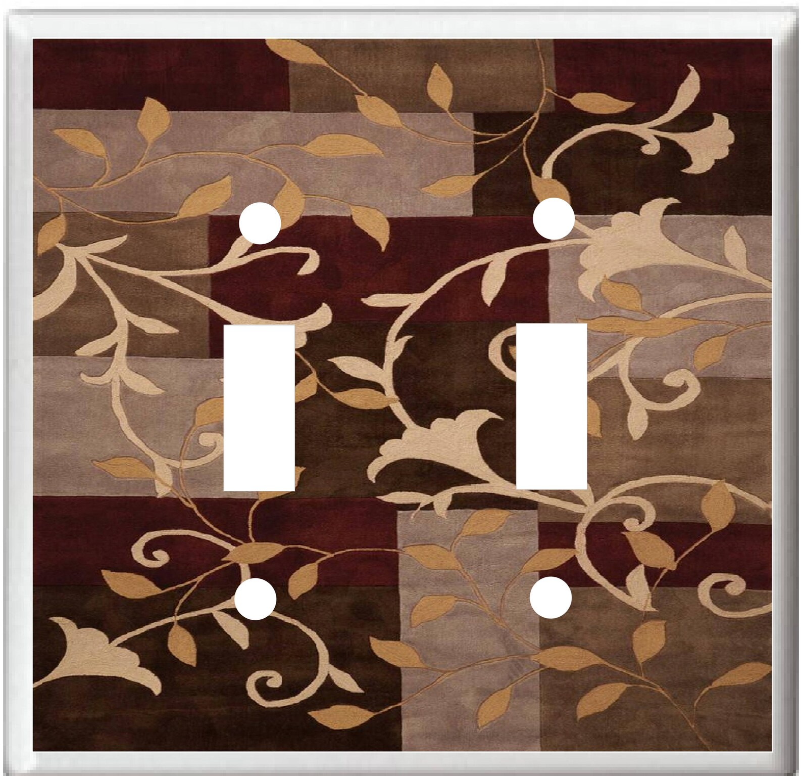 Floral Vines Leaves Deep Red Earth Tones Modern Home Decor Light Switch ...