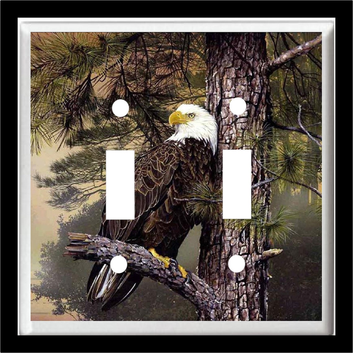 AMERICAN BALD EAGLE in a Pine Tree Nature Light Switch Cover | Etsy