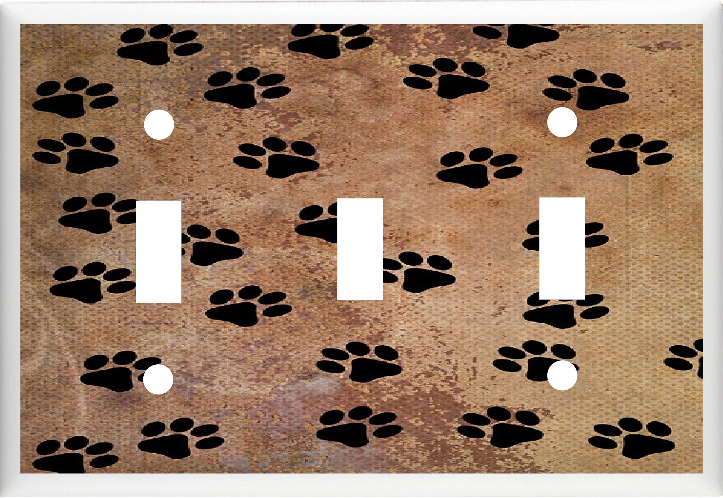 PAW PRINTS Black on Brown Light Switch Cover Plate or Outlet Home Decor ...