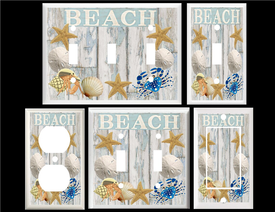 BEACH SEASHELLS Weathered Beach Wood Blue Crab Light Switch - Etsy