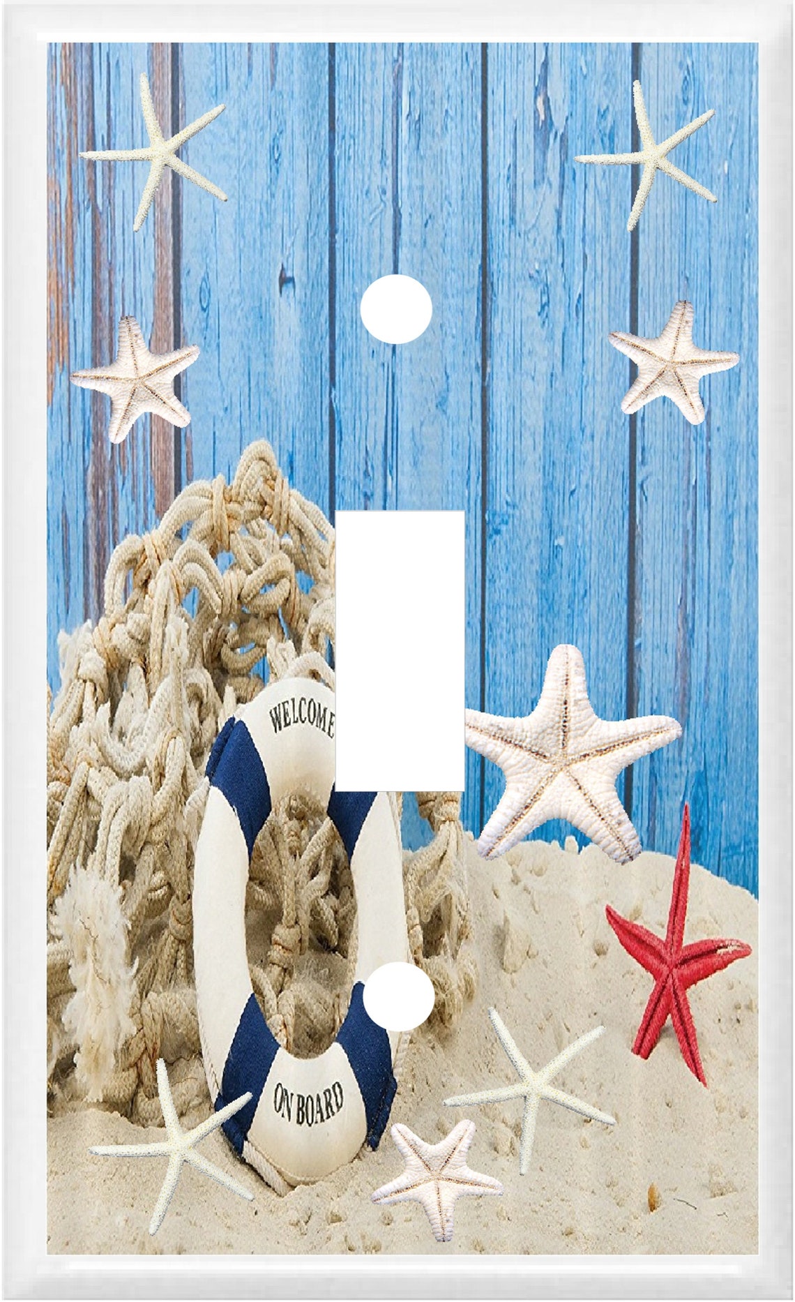 NAUTICAL STARFISH BEACH Life Preserver Net Blue Board Wood - Etsy