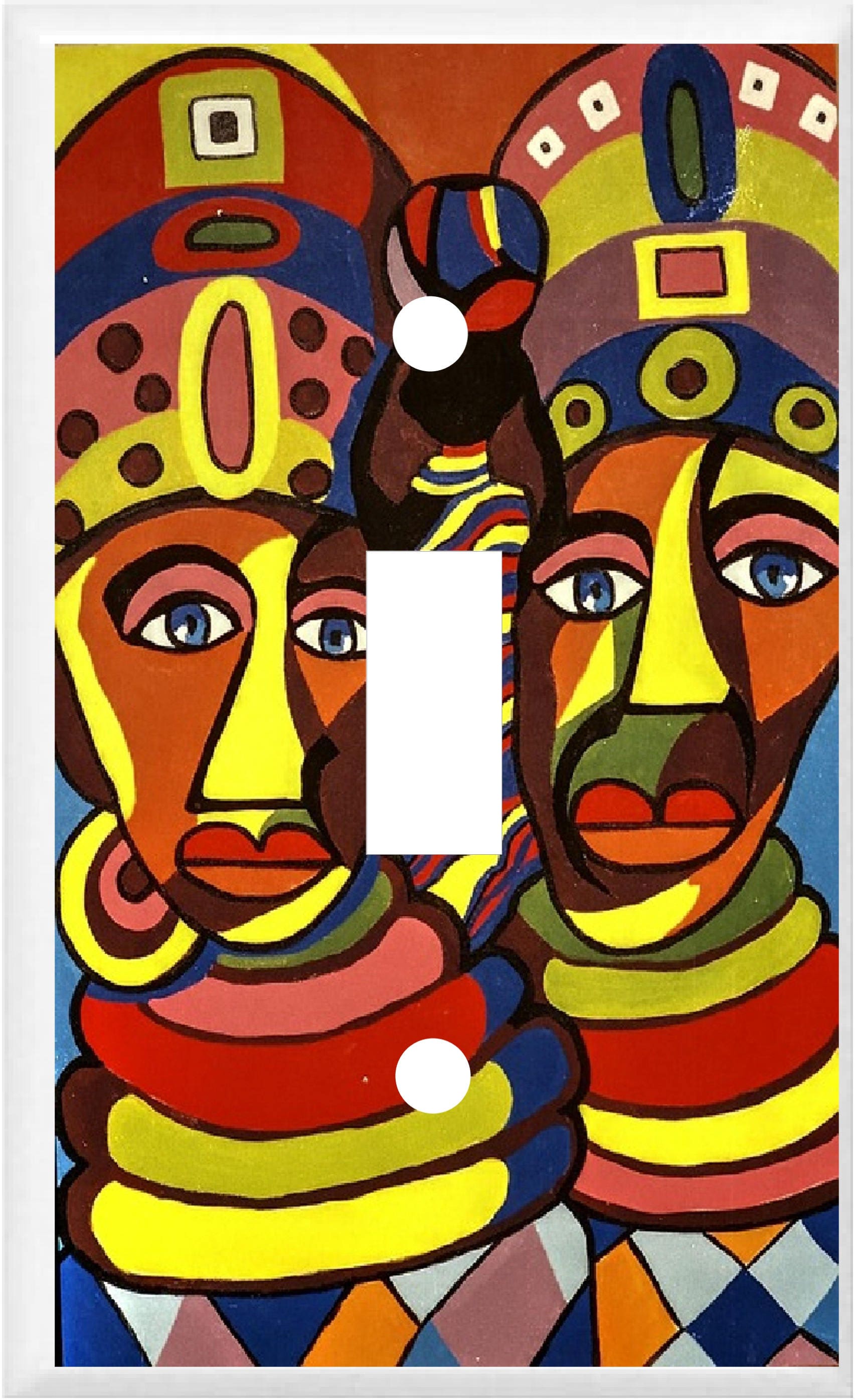 Abstract African Faces Colorful Home Decor Light Switch Cover Plate ...