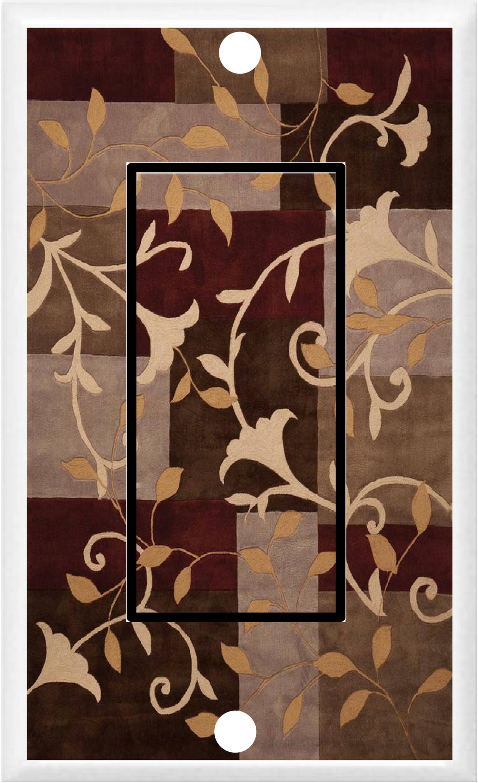 Floral Vines Leaves Deep Red Earth Tones Modern Home Decor Light Switch ...