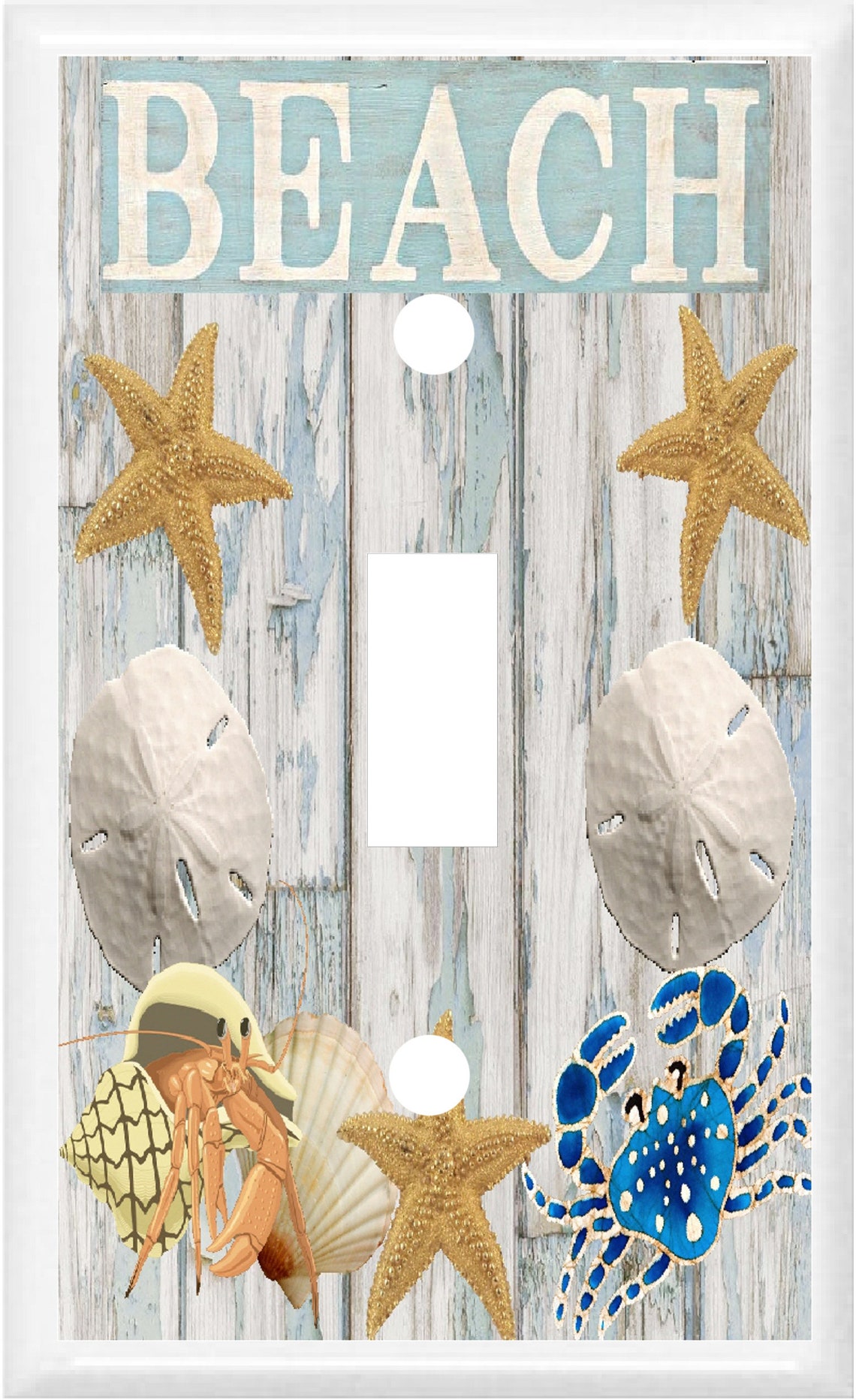 BEACH SEASHELLS Weathered Beach Wood Blue Crab Light Switch | Etsy