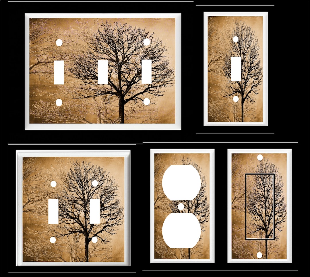 TREES FOREST Brown Tones Light Switch Cover Plate or Outlet Home Decor ...