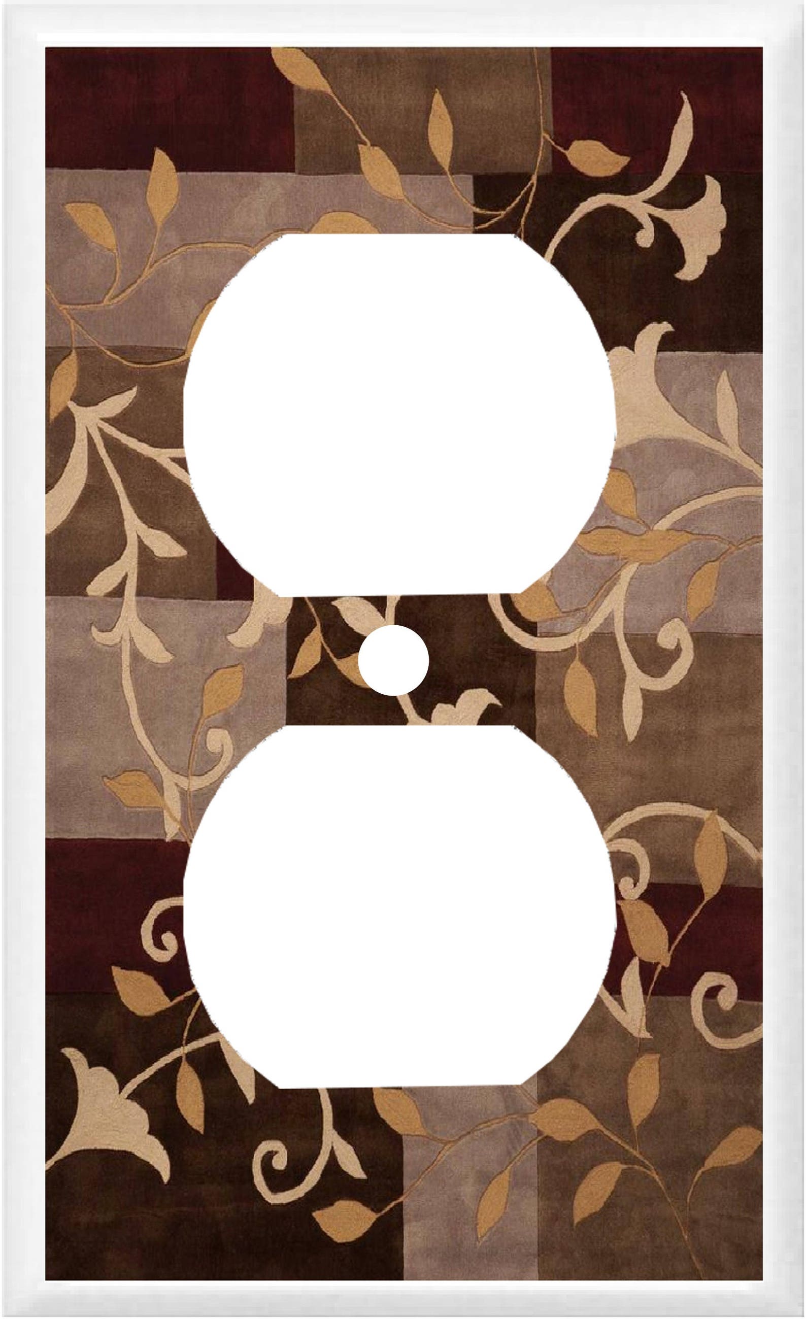 Floral Vines Leaves Deep Red Earth Tones Modern Home Decor Light Switch ...