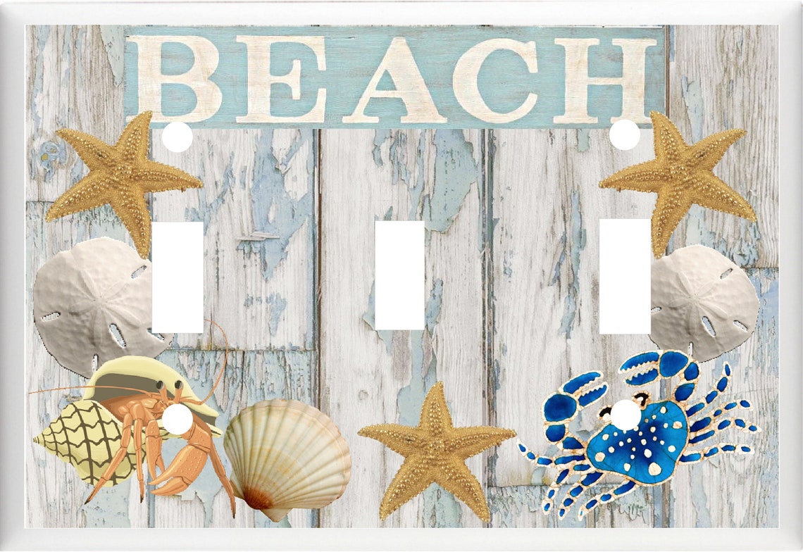 BEACH SEASHELLS Weathered Beach Wood Blue Crab Light Switch | Etsy