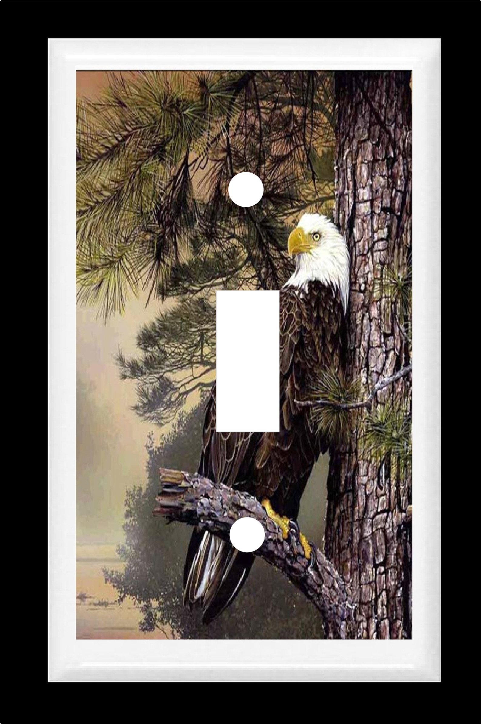 AMERICAN BALD EAGLE in a Pine Tree Nature Light Switch Cover | Etsy