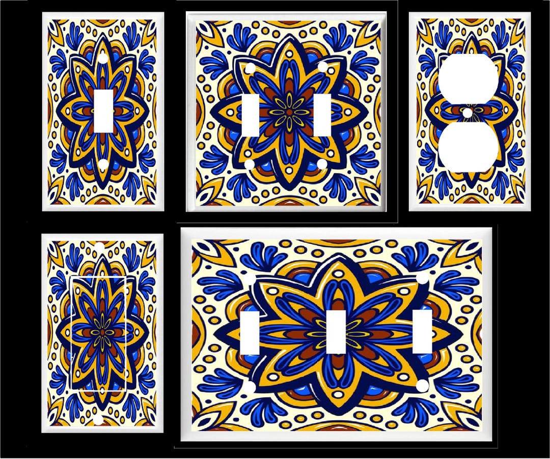 MEXICAN TILE DESIGN #5 Light Switch Cover Plate Home Decor Plastic ...