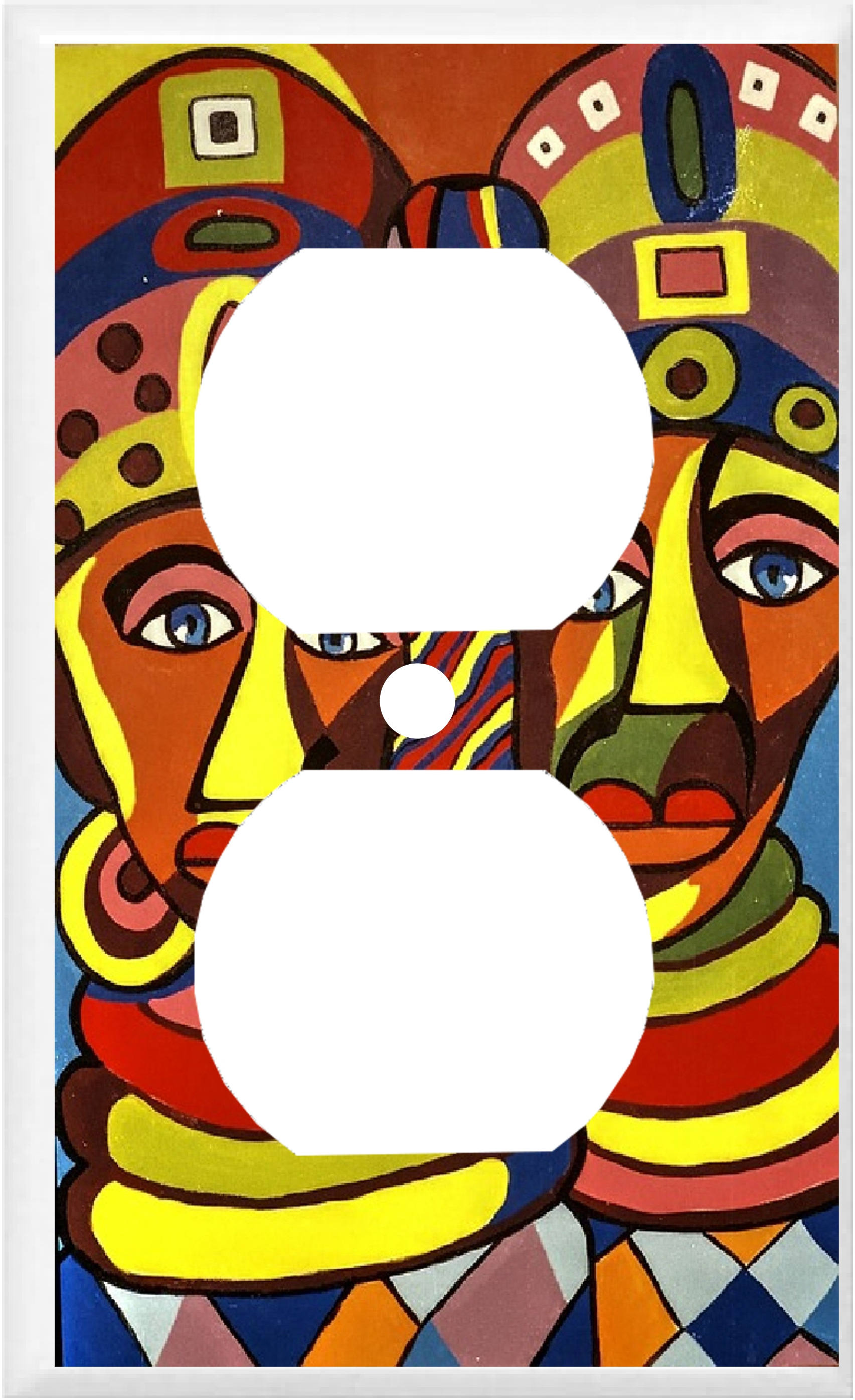 Abstract African Faces Colorful Home Decor Light Switch Cover Plate ...