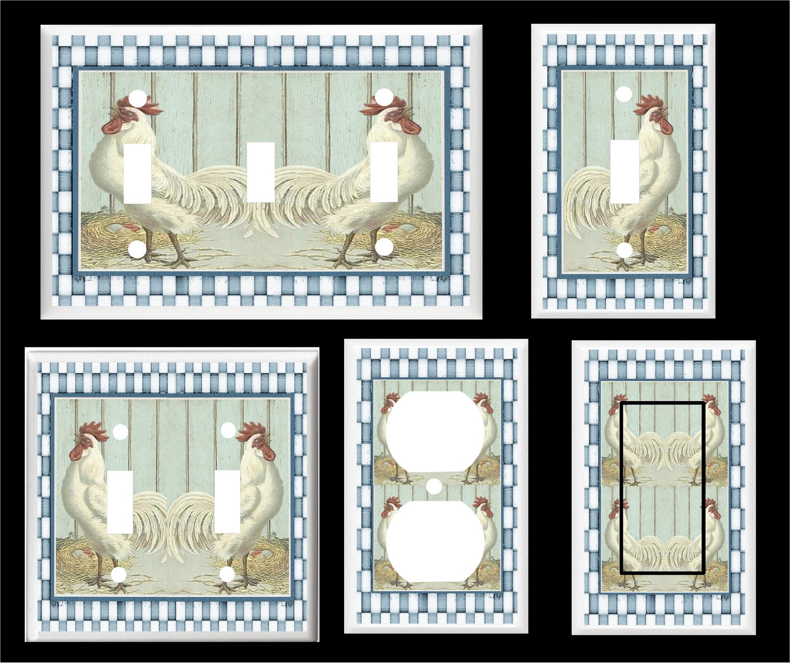 COUNTRY ROOSTER PRIMITIVE Light Switch Cover Plate or Outlet Home Decor ...