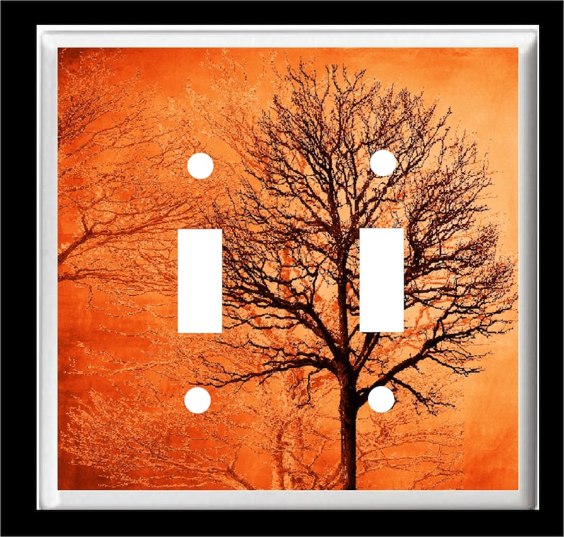 TREES FOREST ORANGE Tones Light Switch Cover Plate or Outlet Home Decor ...