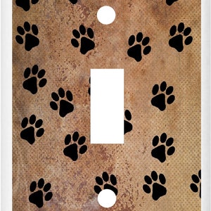 PAW PRINTS Black on Brown Light Switch Cover Plate or Outlet Home Decor ...