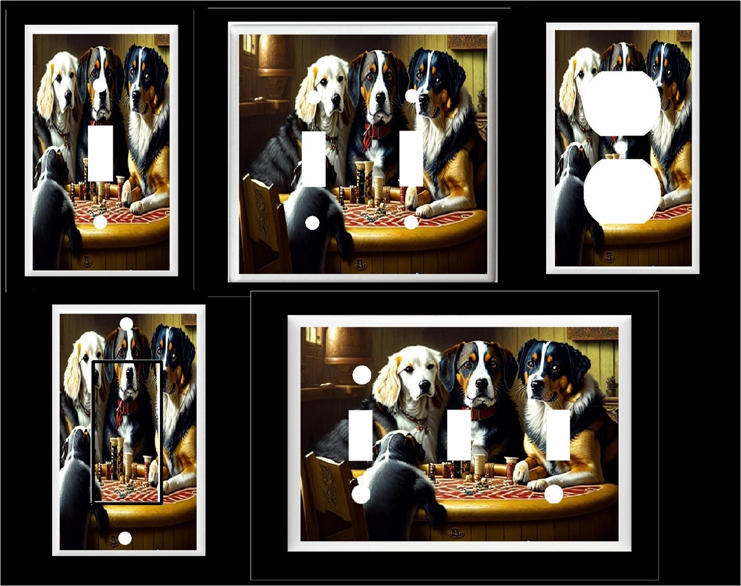 POKER DOGS Playing Cards #2 Light Switch Cover Plate or Outlet Home ...