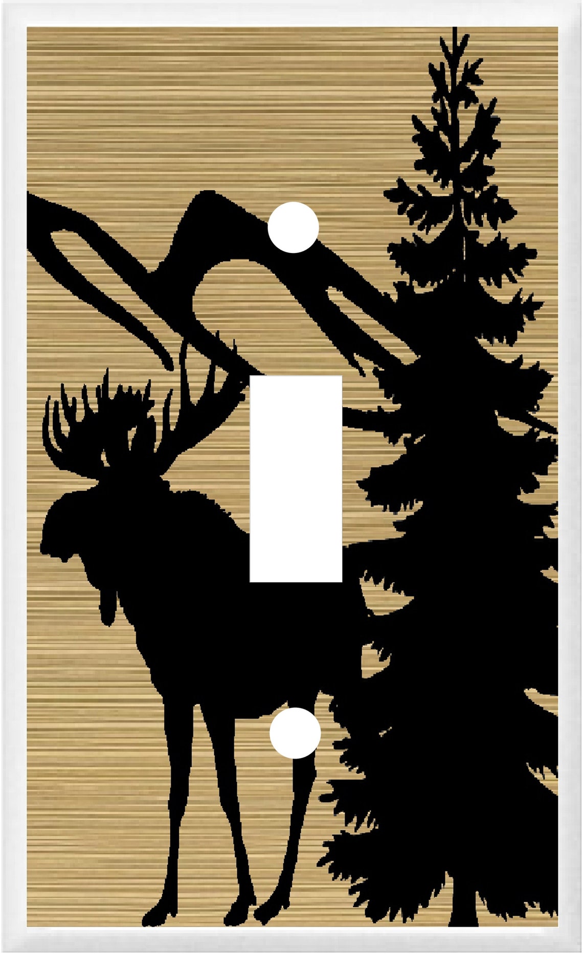 RUSTIC MOOSE SILHOUETTE Pine Tree Mountain Wildlife Home Decor - Etsy UK