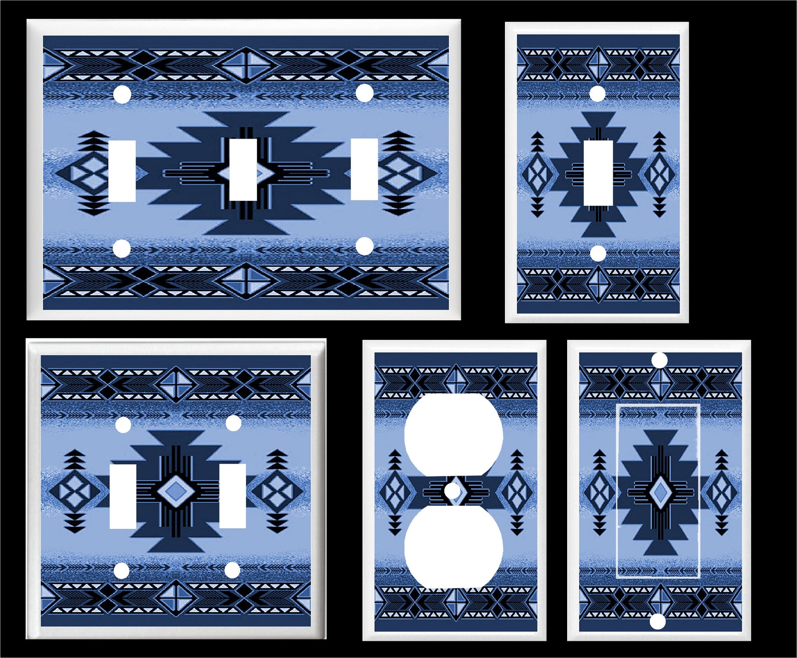 Southwest Blanket Aztec Design Blue Tones Rustic Cabin Home | Etsy