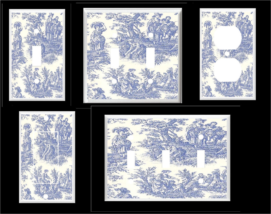 BLUE TOILE PATTERN Light Switch Cover Plate or Outlet Home Decor - Etsy