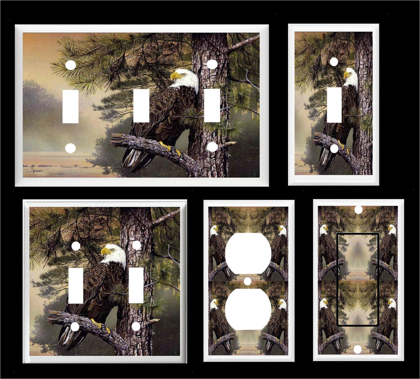 AMERICAN BALD EAGLE in a Pine Tree Nature Light Switch Cover | Etsy