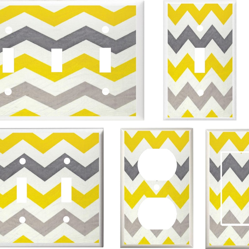 Chevron Yellow Gray - Etsy