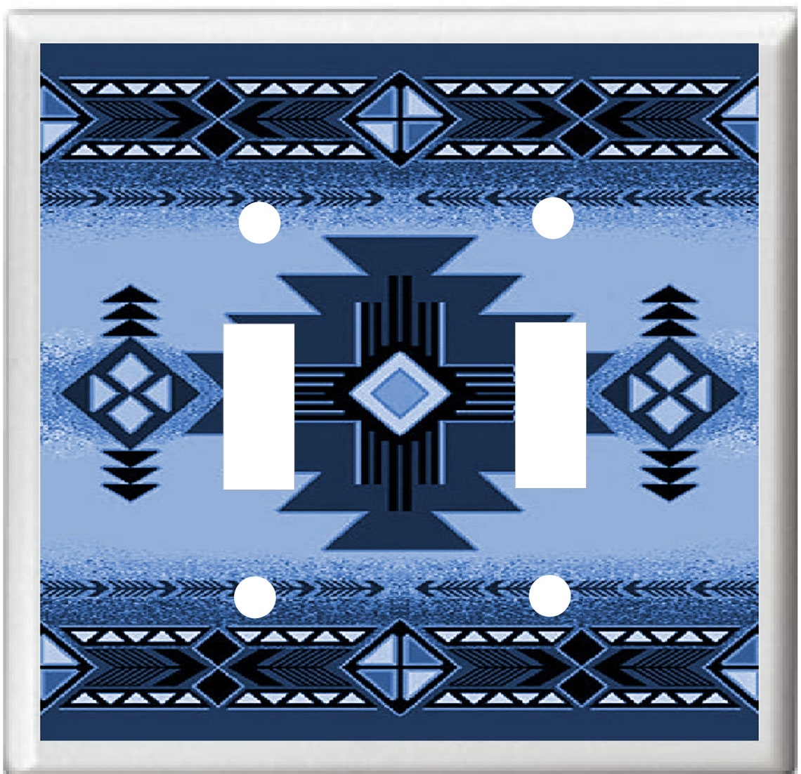 Southwest Blanket Aztec Design Blue Tones Rustic Cabin Home | Etsy