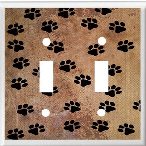 PAW PRINTS Black on Brown Light Switch Cover Plate or Outlet Home Decor ...