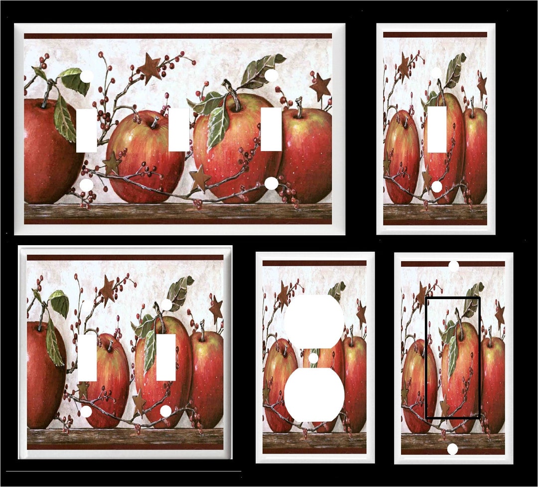 APPLES PIPS BERRIES and Stars Fruit Light Switch Cover Plate or Outlet ...