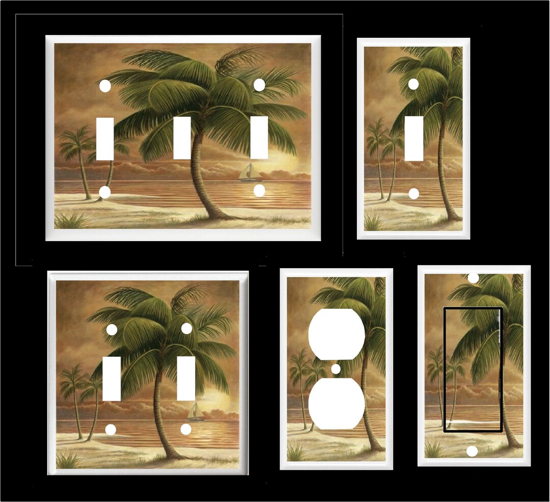 PALM TREE in PARADISE Beach Sailboat #8 Light Switch Cover Plate or ...