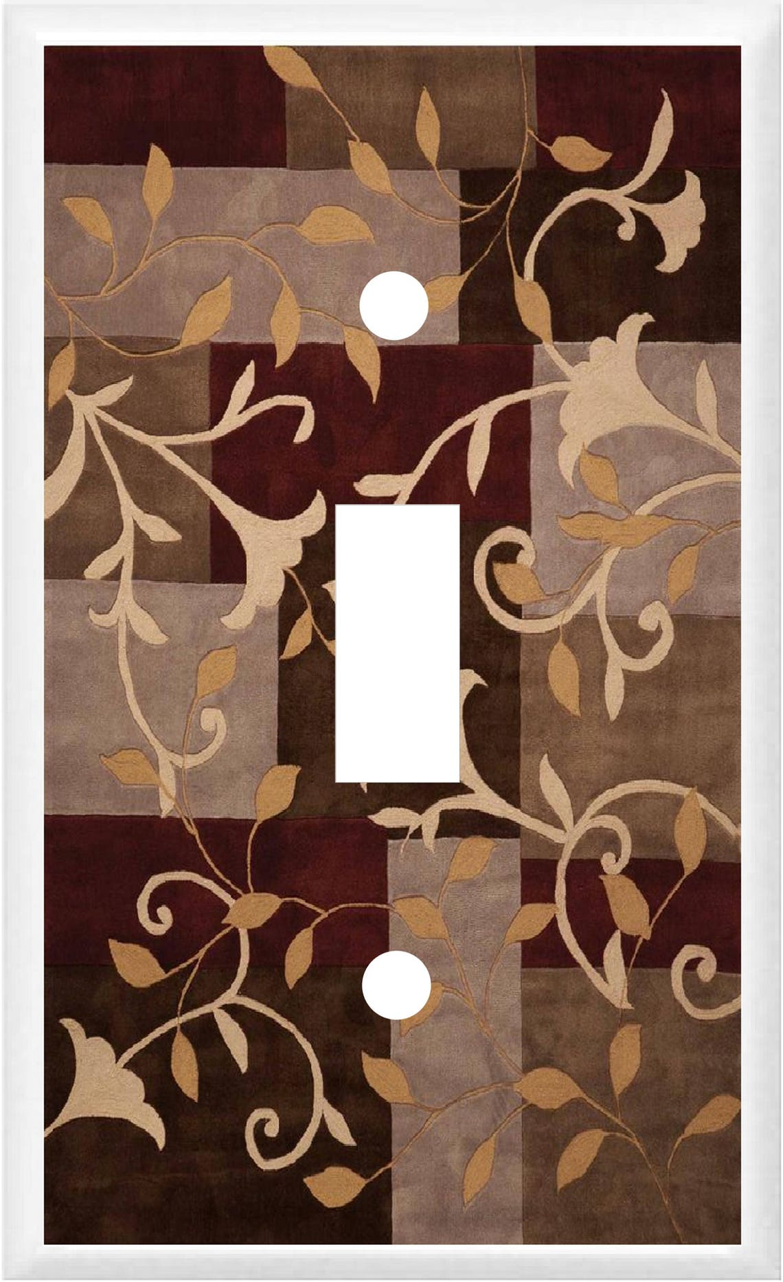 Floral Vines Leaves Deep Red Earth Tones Modern Home Decor Light Switch ...
