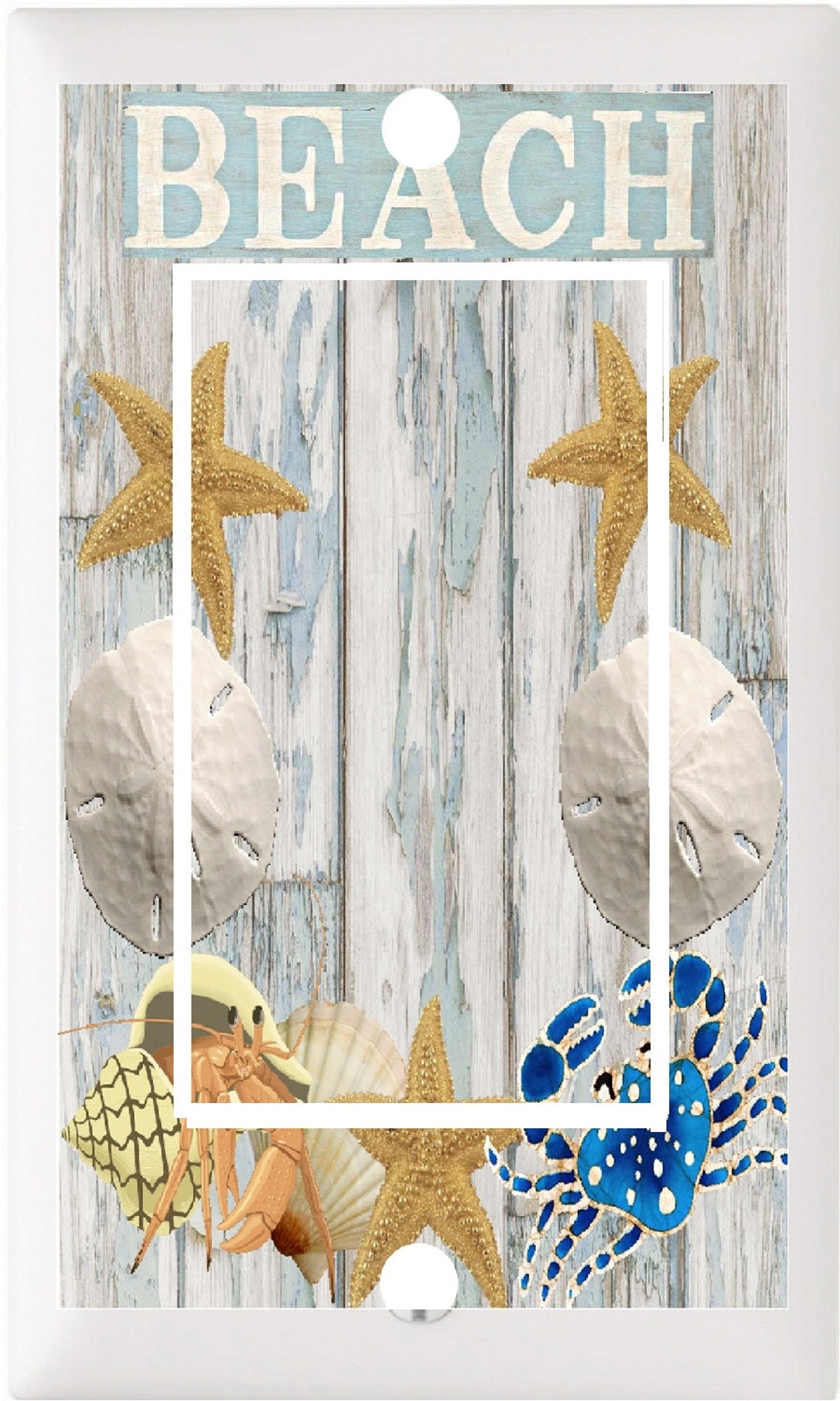 BEACH SEASHELLS Weathered Beach Wood Blue Crab Light Switch | Etsy