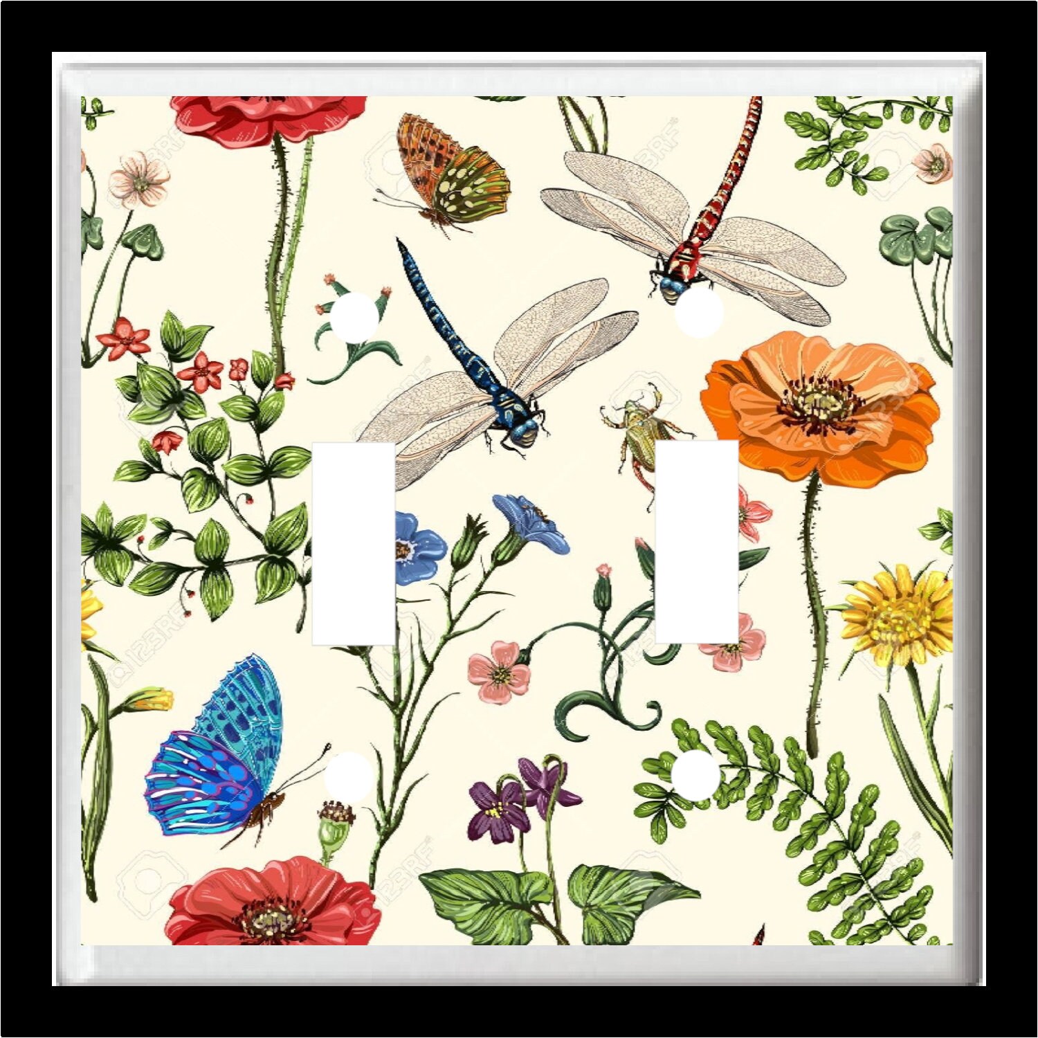 BOTANICAL DRAGONFLY BUTTERFLY Floral Light Switch Cover Plate | Etsy