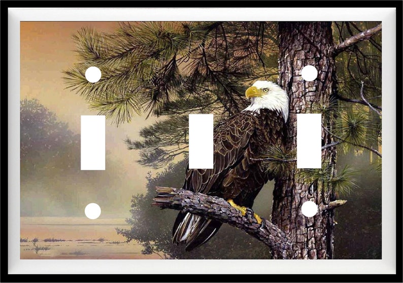 AMERICAN BALD EAGLE in a Pine Tree Nature Light Switch Cover | Etsy