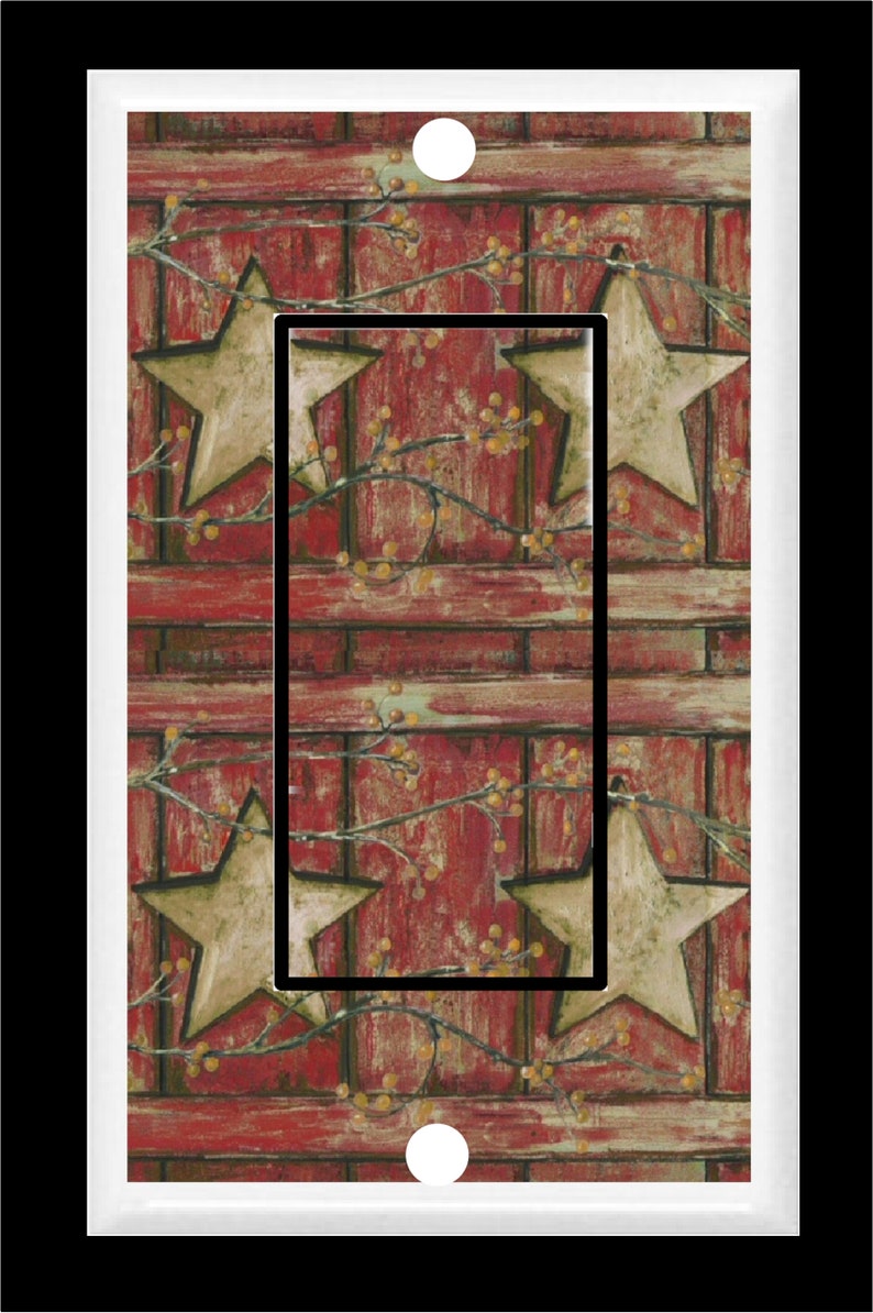 BARN STAR on Rustic Weathered Red Barn Board Light Switch | Etsy