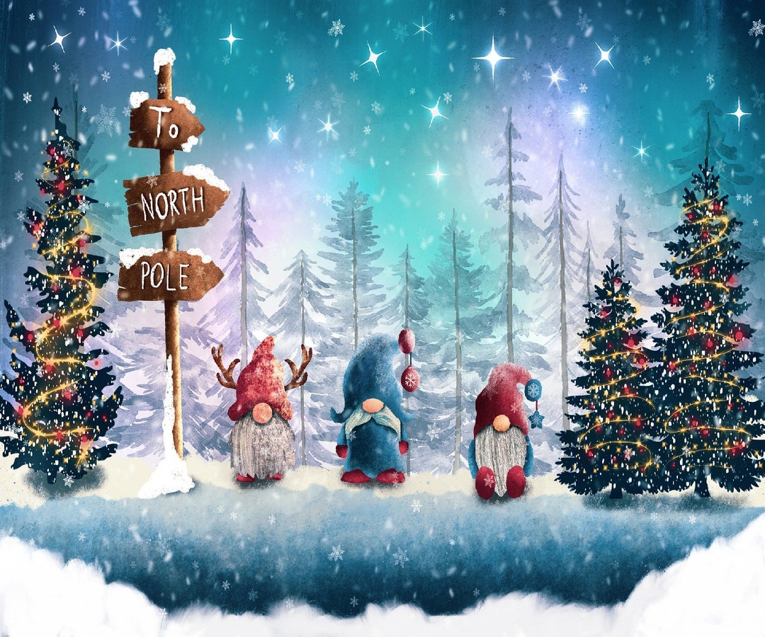 North Pole Gnomes Christmas Computer Mousepad or Hot Pad 7 X 9 Fabric ...