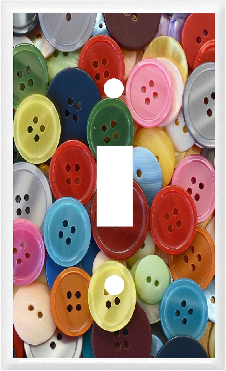 COLORFUL BUTTONS CRAFT Sewing Room Light Switch Cover Plate You Pick ...