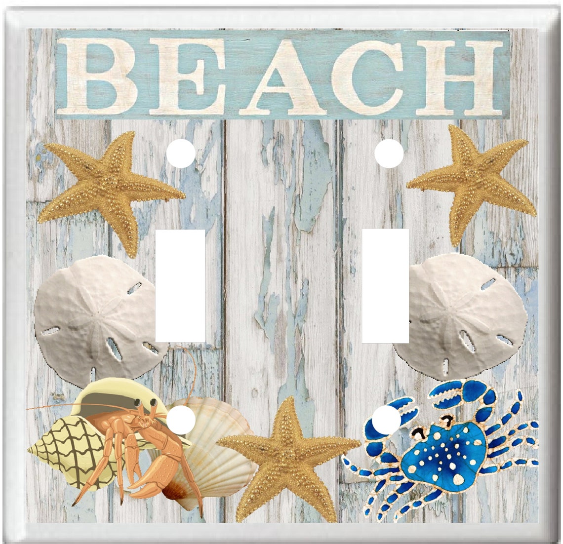 BEACH SEASHELLS Weathered Beach Wood Blue Crab Light Switch | Etsy