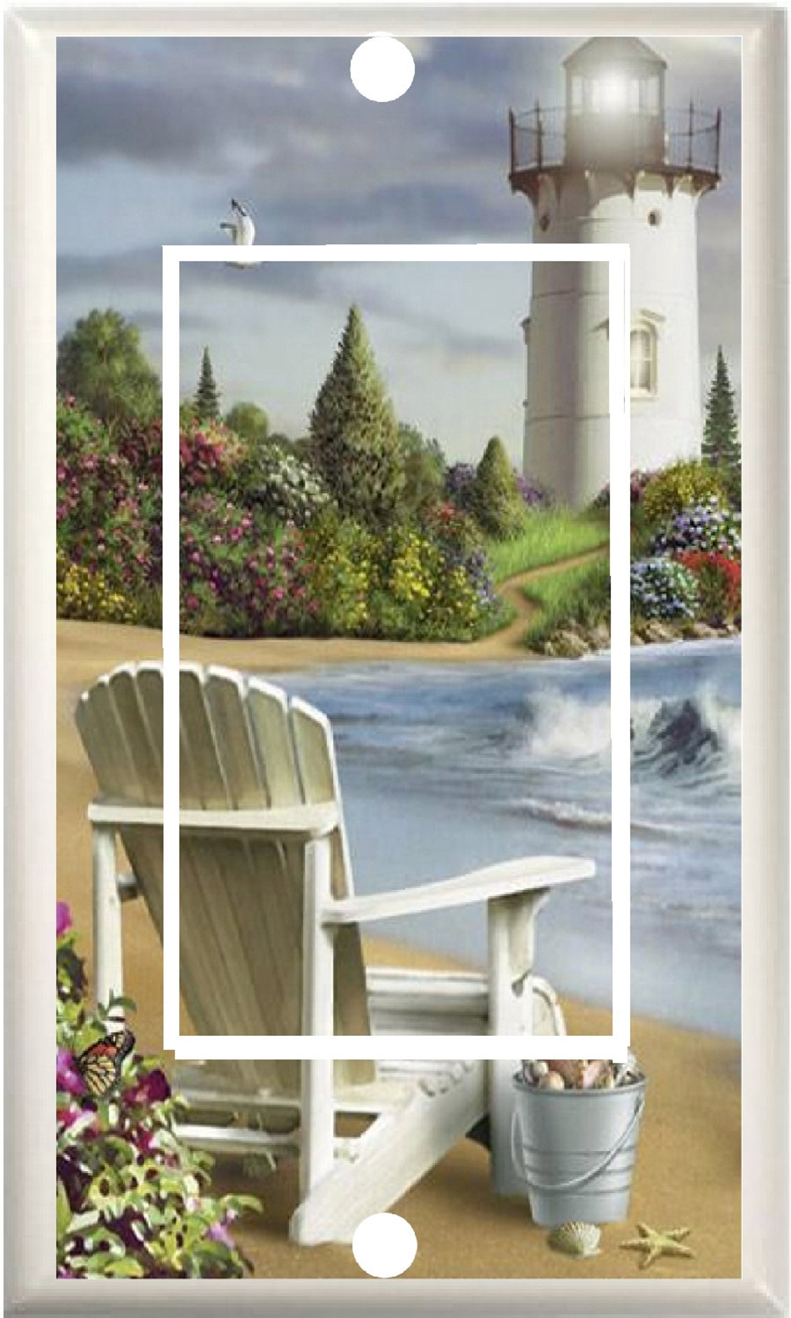Lighthouse Beach Adirondack Beach Chair Ocean Light Switch Cover Plate ...