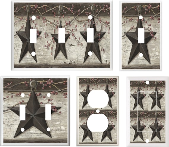 Barn Star Vines and Berries Rustic Country Design Light Switch - Etsy