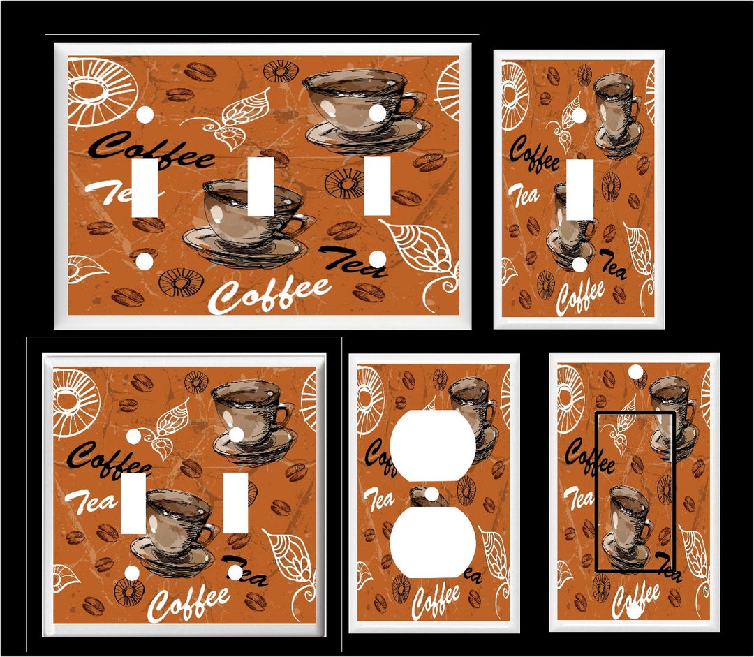 RETRO COFFEE CUPS Beans and Tea Light Switch Cover Plate or Outlet ...