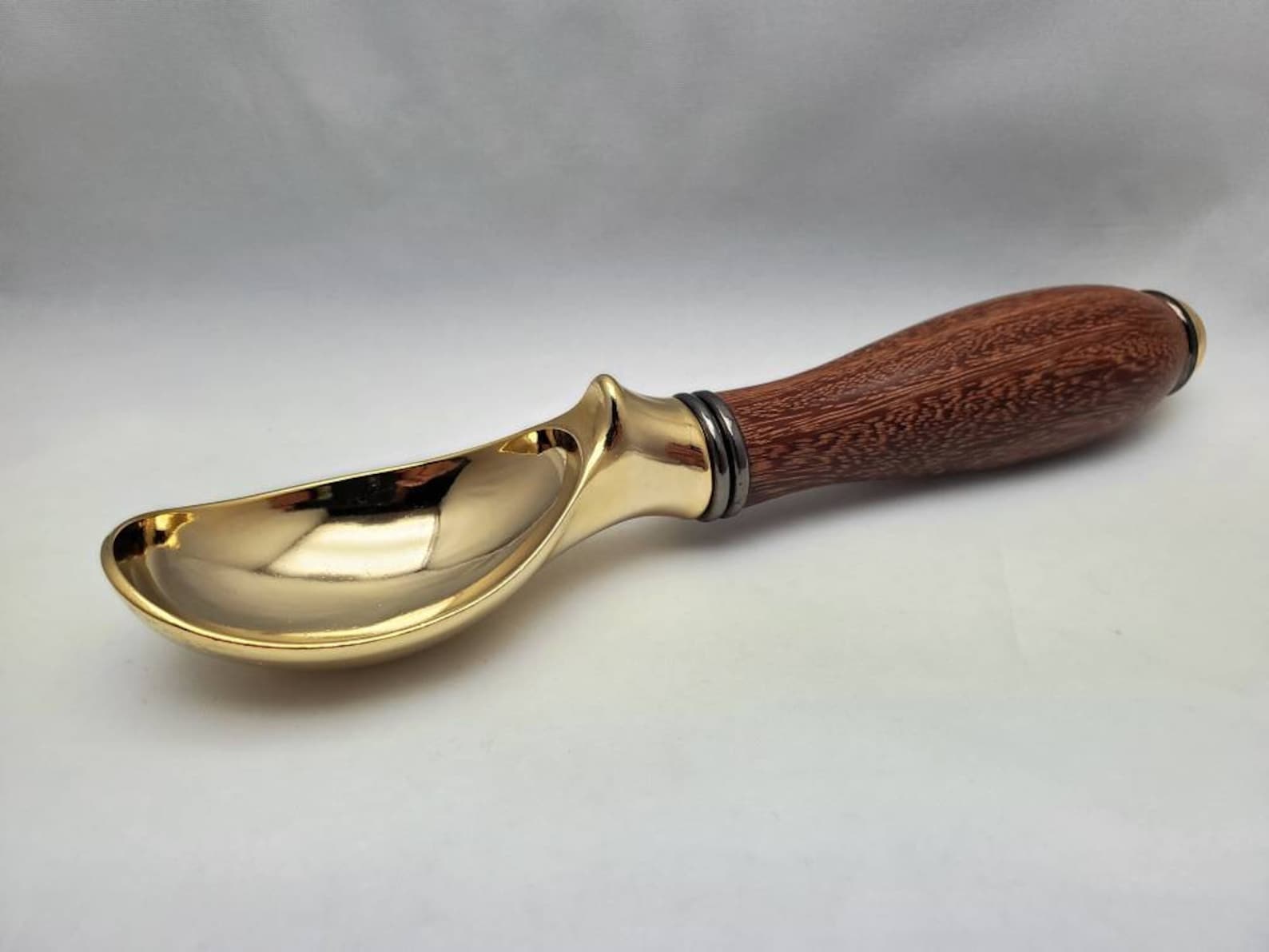 Hand Turned Ice Cream Scoop, Gold Titanium Scoop, Gun Metal Accent ...