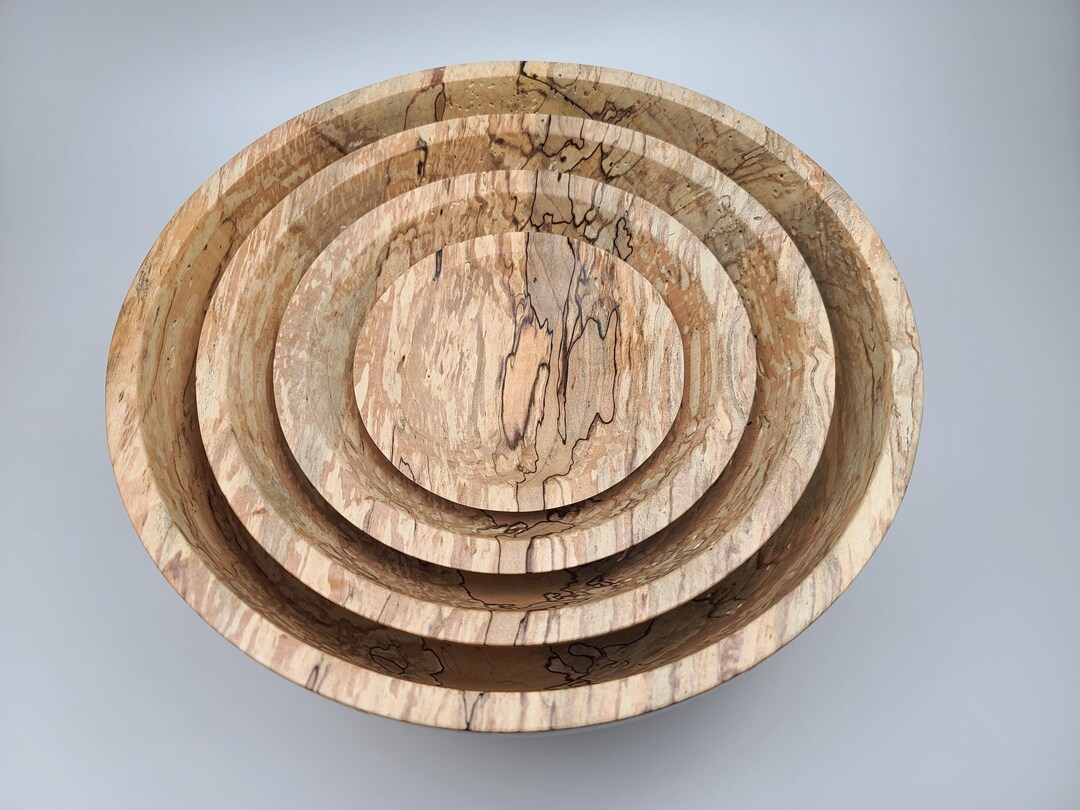Decorative Hand Turned 4 Piece Nested Maple Bowl Set, Handmade Wooden 4 ...