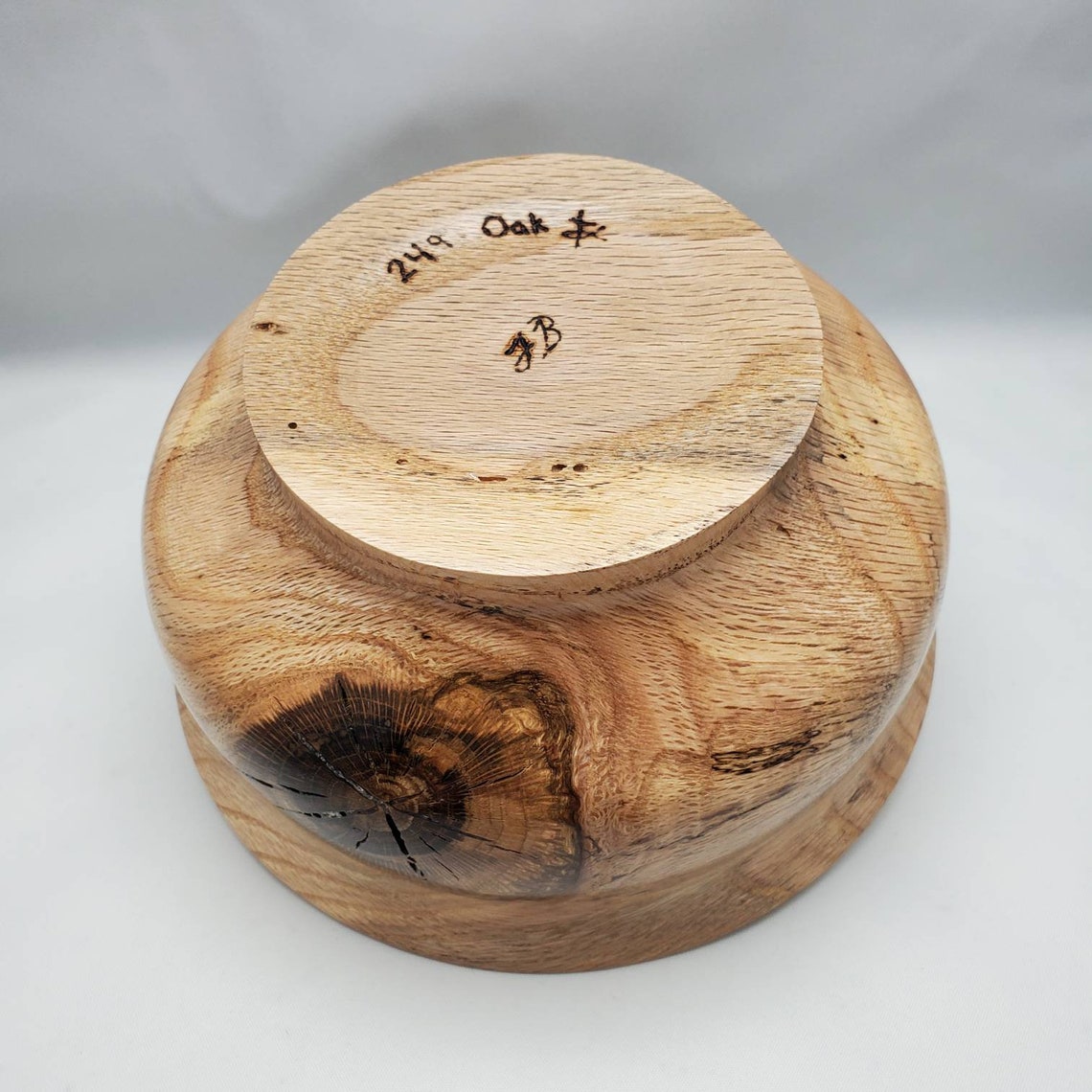 Decorative Hand Turned Red Oak Bowl #249, Branch Inclusion, Spalting ...