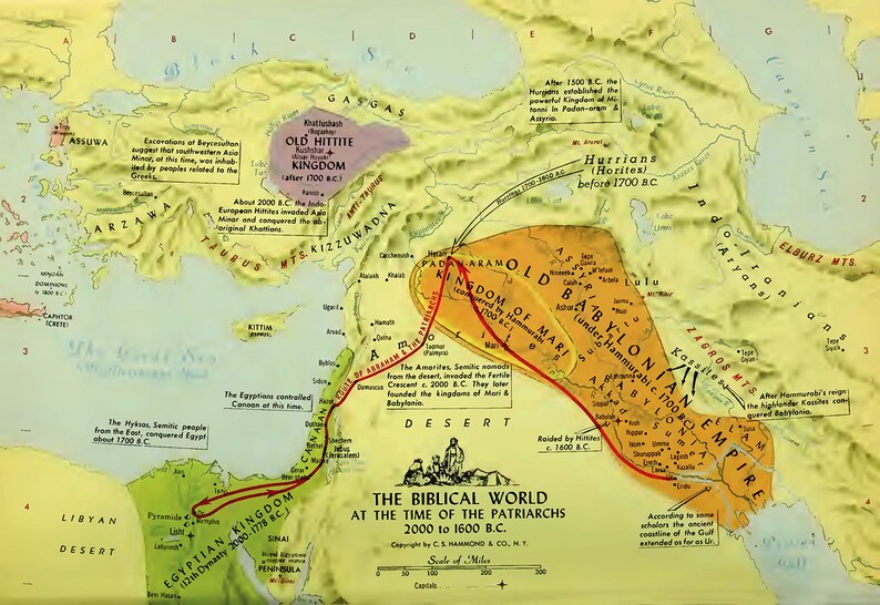 Biblical World at Time of Patriarchs 2000-1600 BC Map Decal | Etsy