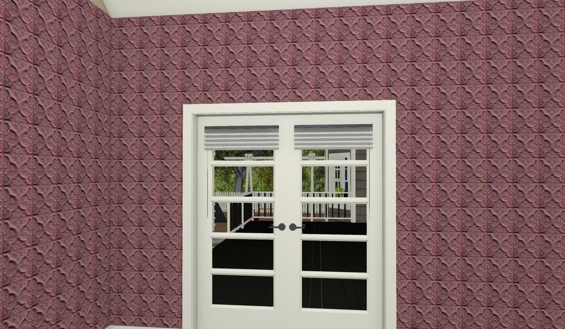 Burnt Red Faux Ceiling Tile Removeable Wallpaper Peel and | Etsy