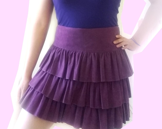 Purple Ruffled Skirt, Purple Cotton Skirt, High Waist Skirt, TS18, Long ...