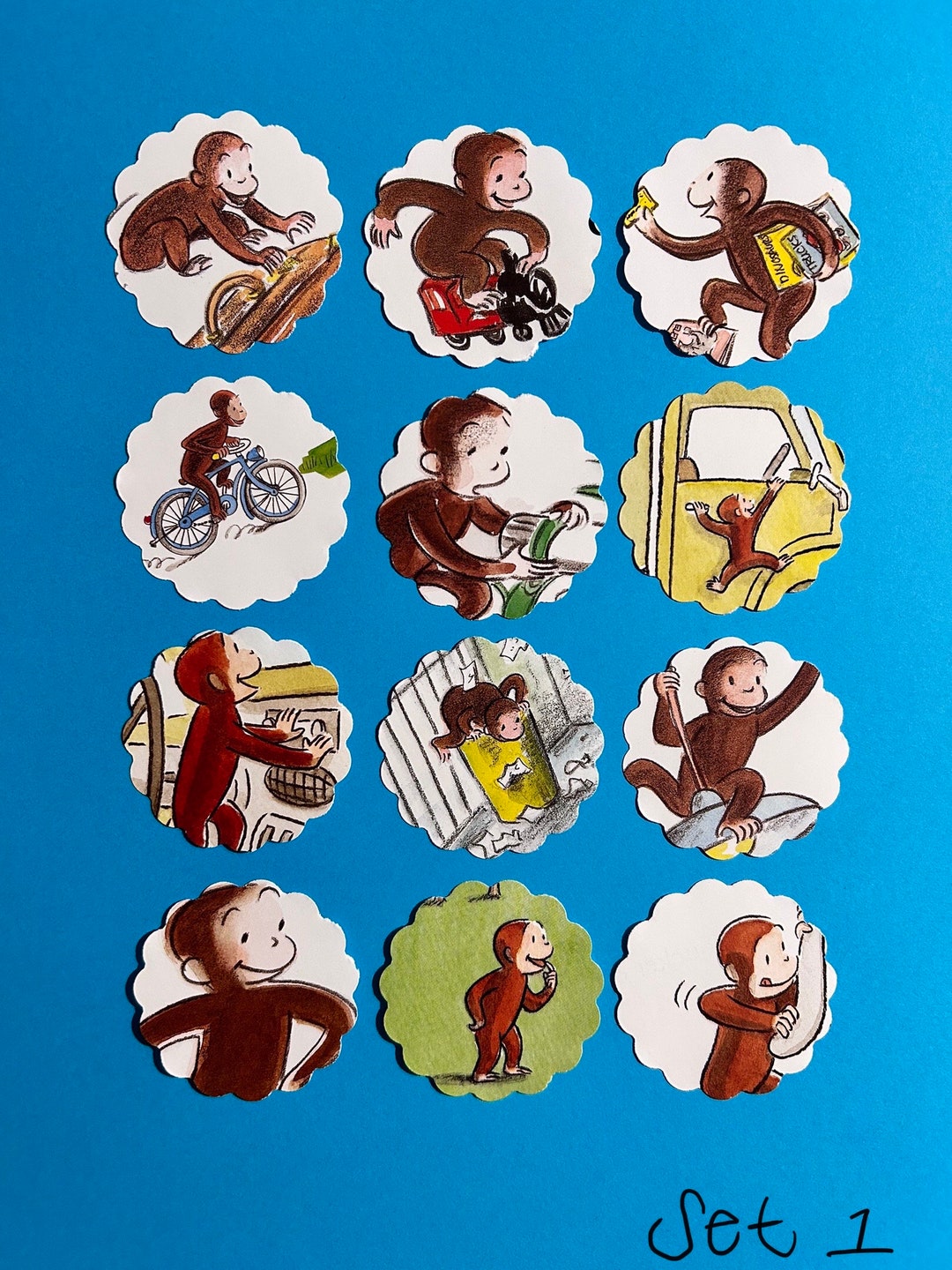 Curious George Cupcake Toppers Tags Straws - Etsy