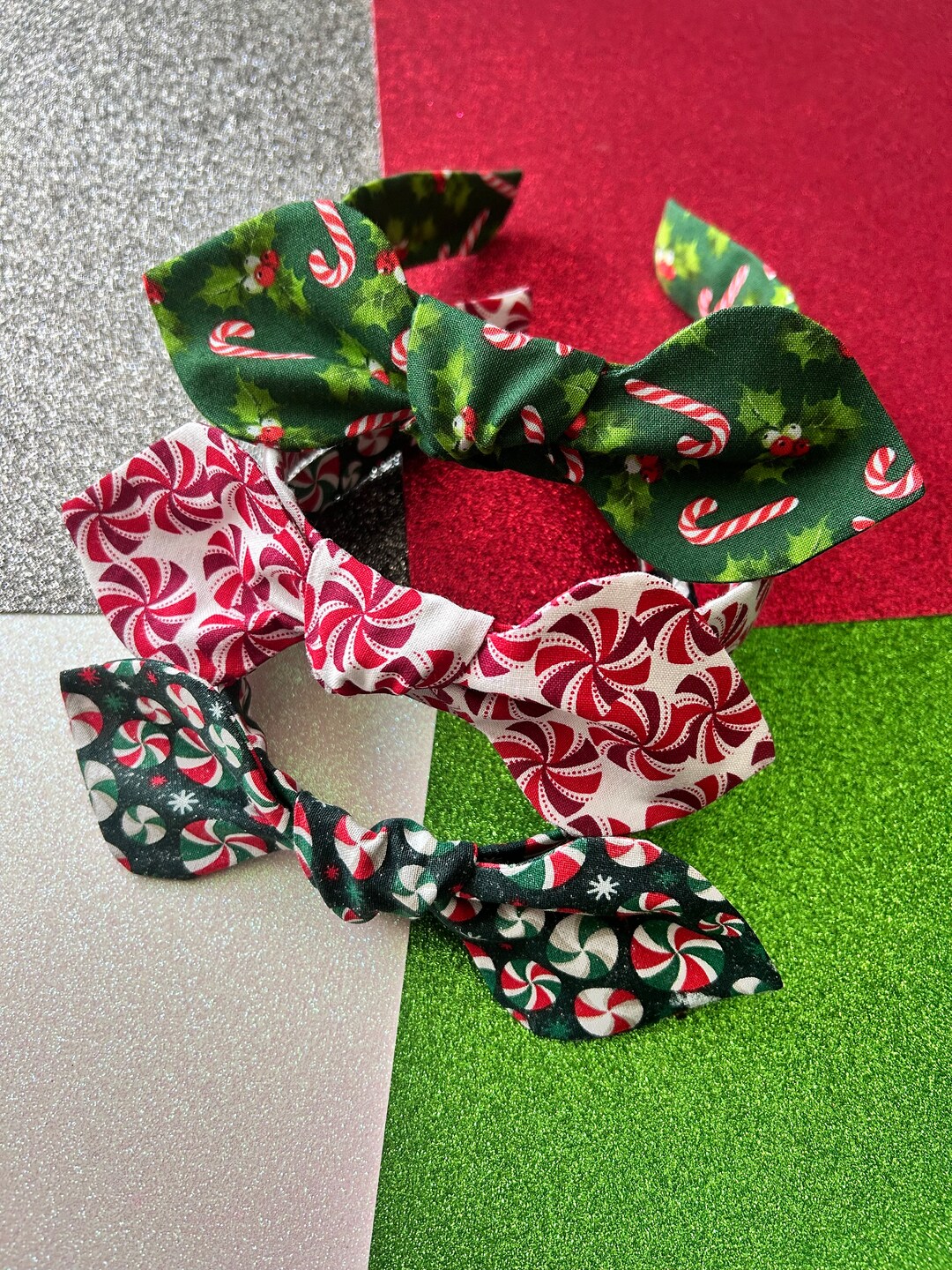 Christmas Peppermint/ Candy Cane Knot Bow Headband - Etsy