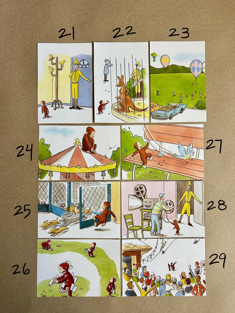 Curious George Postcards/ Postcards/ Blank Note Cards - Etsy