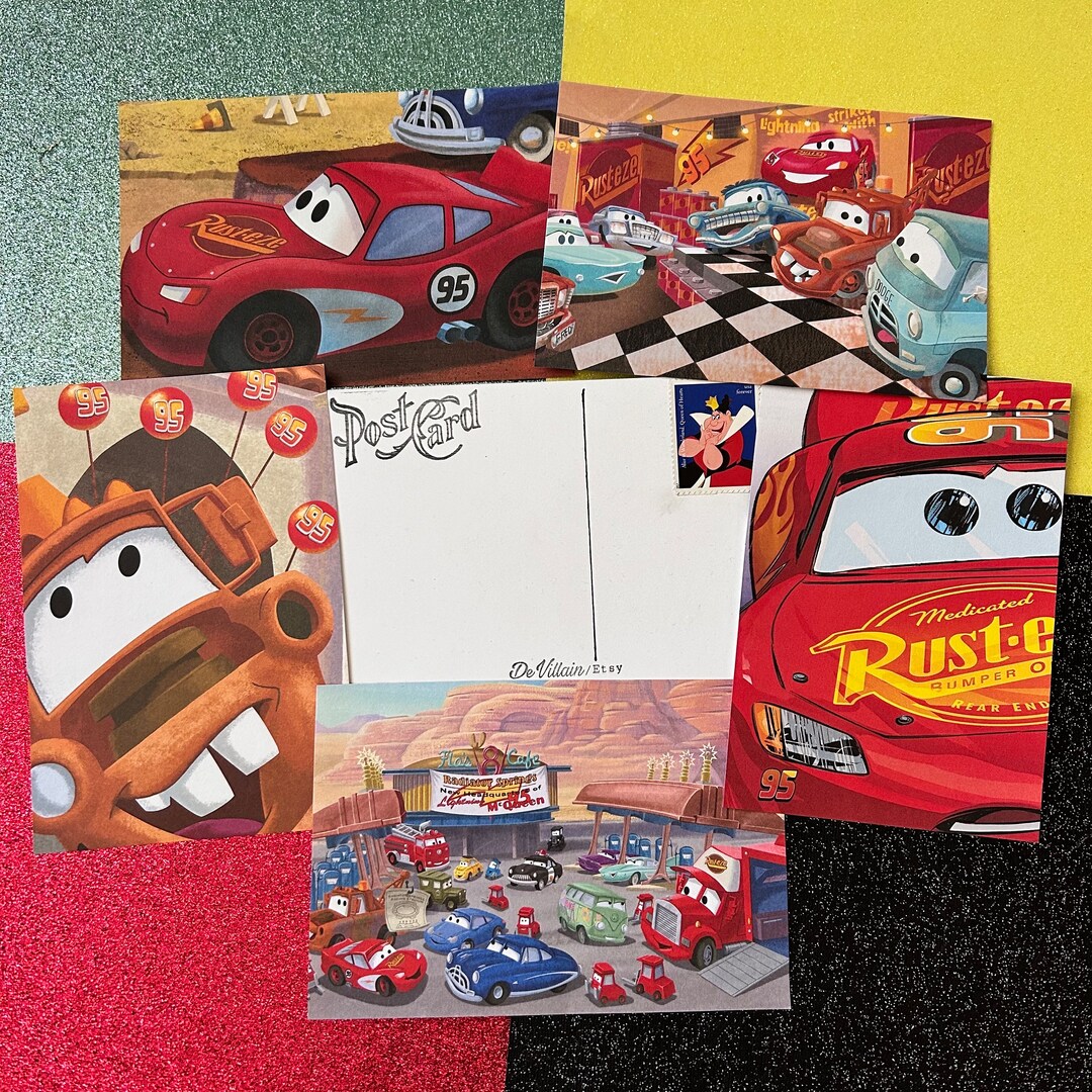 Disney Cars Postcards/ Cars Note Cards/ Disney Postcards Note Cards - Etsy